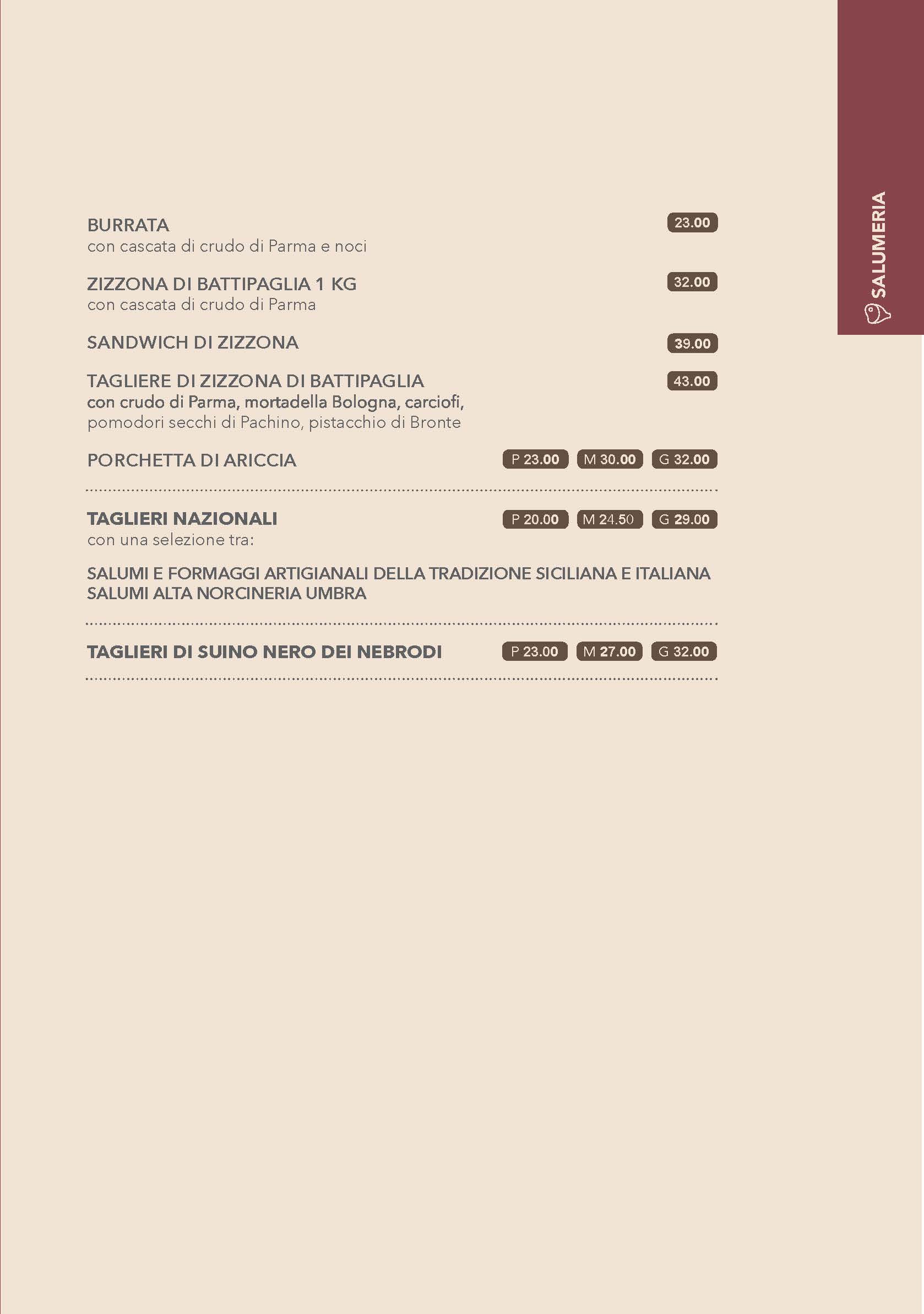 Menù Food - Al Vicolo Group